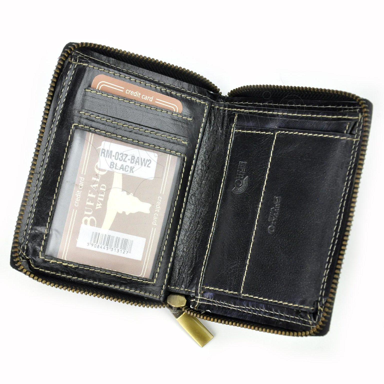Wild Buffalo Man Leather Wallet Black with ZIP around -RM-03Z-BAW2 ...